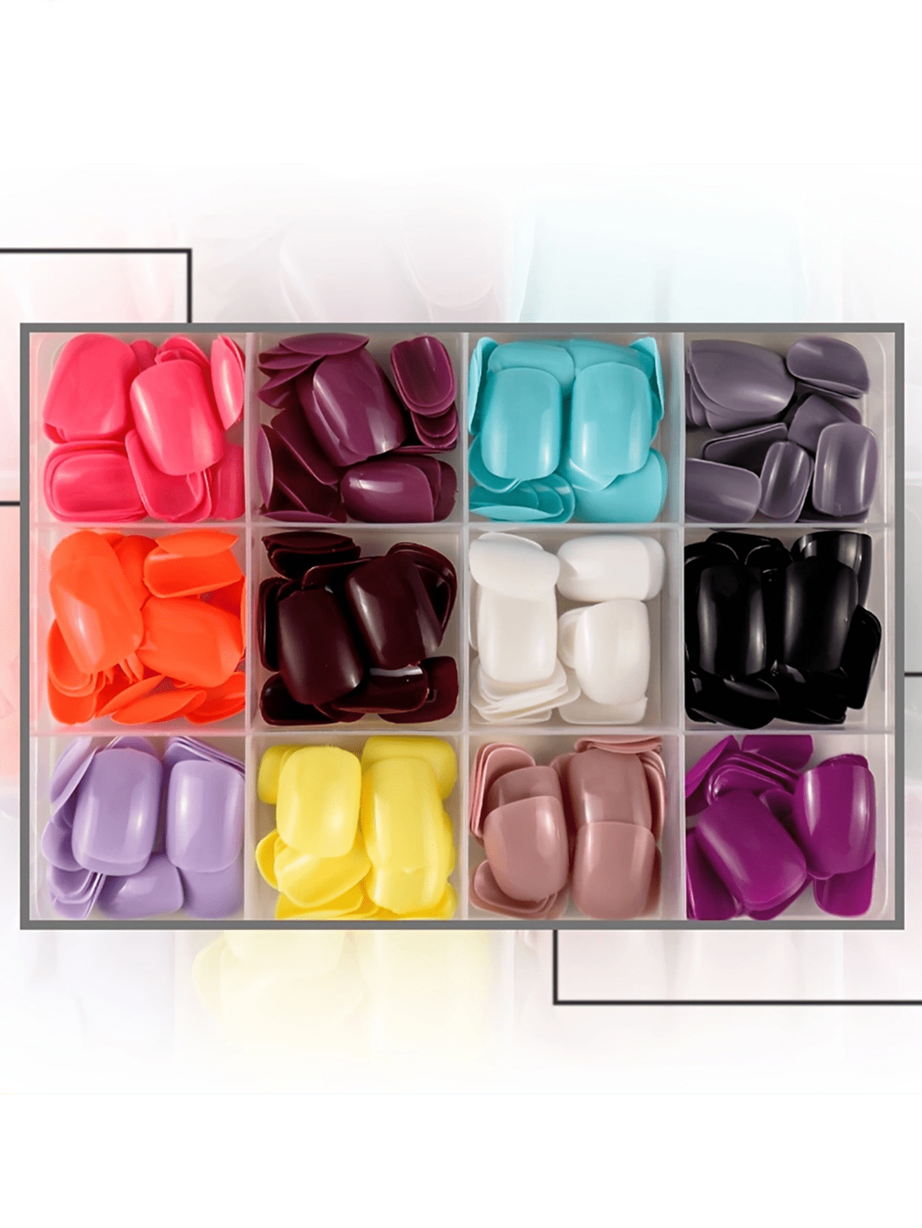 Cute And Vibrant Short Round Fake Nails 288Pcs In 12 Colors Diy Nails ...