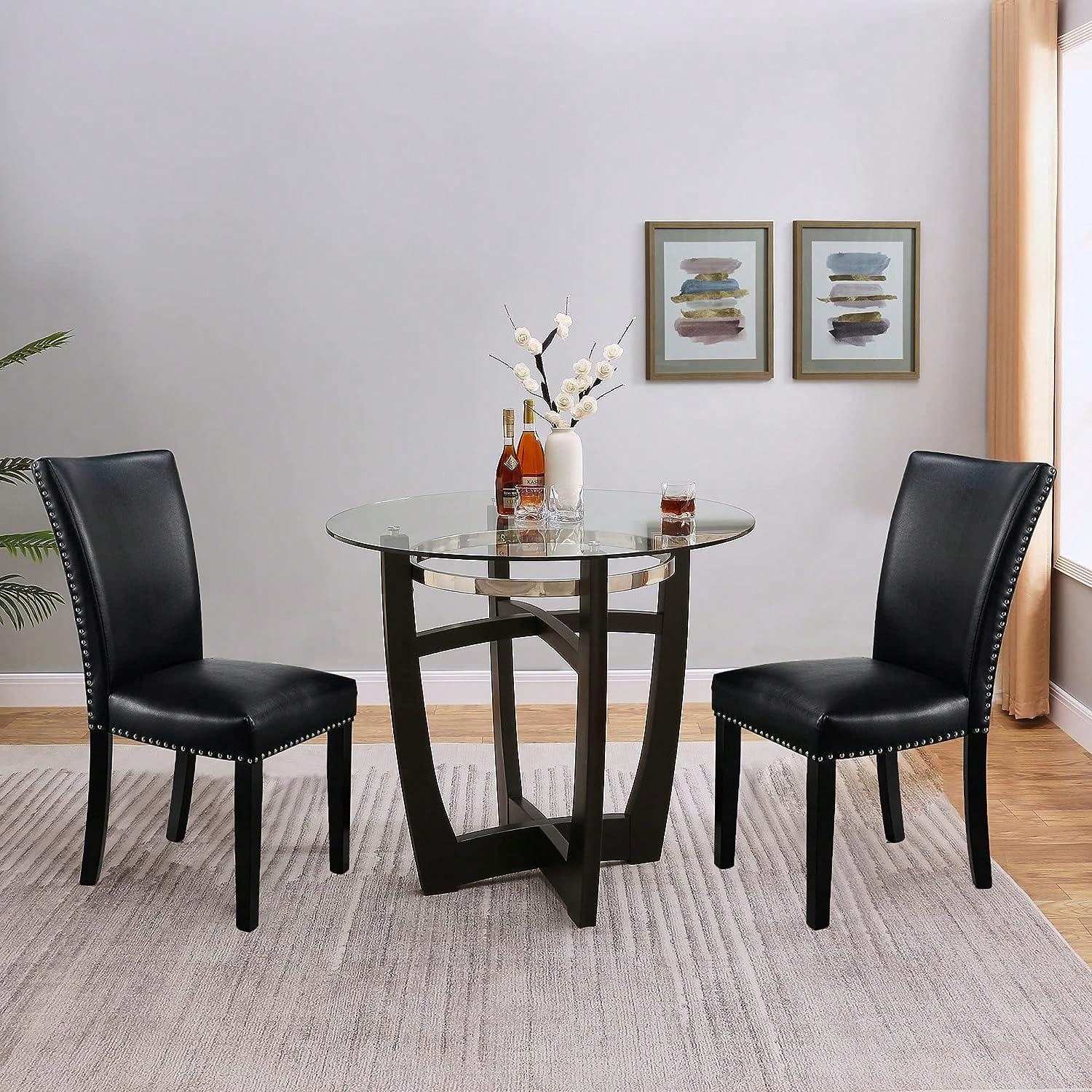 Chairs Faux Leather Dining Chairs Set of 2 | SHEIN USA
