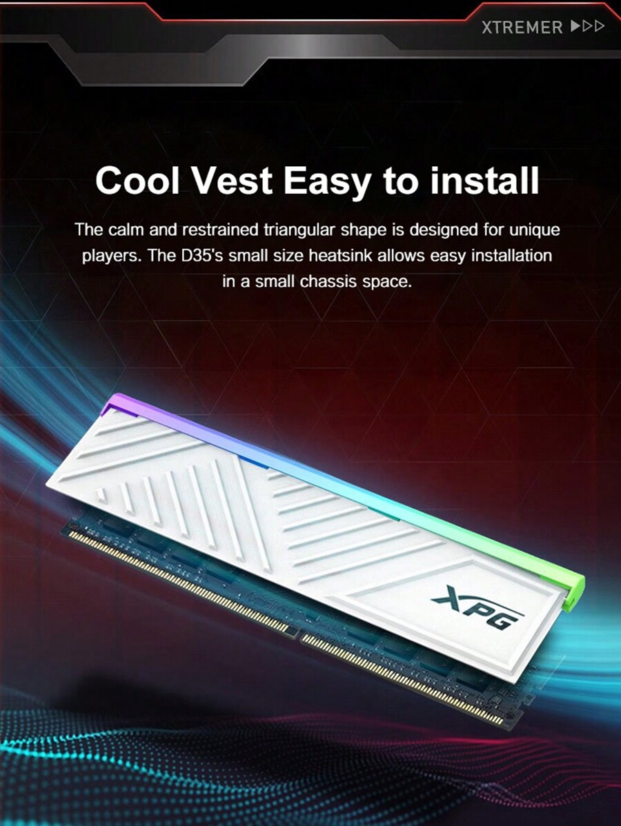 ADATA XPG SPECTRIX D35G DDR4 RGB WHITE Memory 3200MHz 3600MHz 8GB 16GB Single U-DIMM Heatsink ...