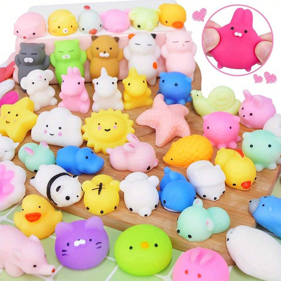 16/24/40/50 Pcs Random Style Color Kawaii Squishes, Mochi Squishy Toys ...