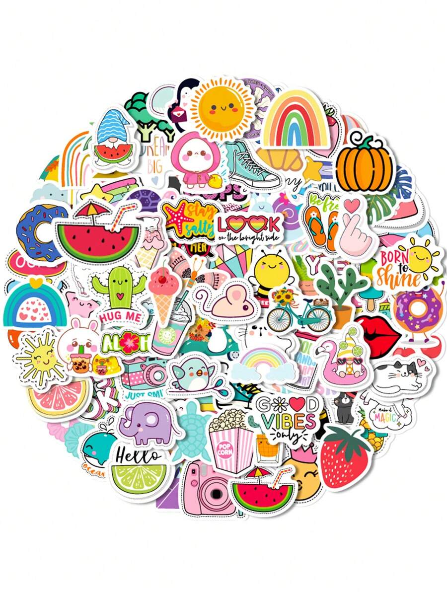 100 PCS Mini Size Stickers For Kids, Cute Water Bottle Stickers Vinyl ...