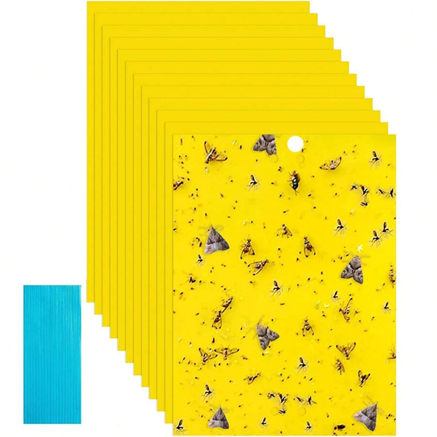 20/40pcs Sticky Insect Traps, Double-Sided Yellow Sticky Mosquito Black ...