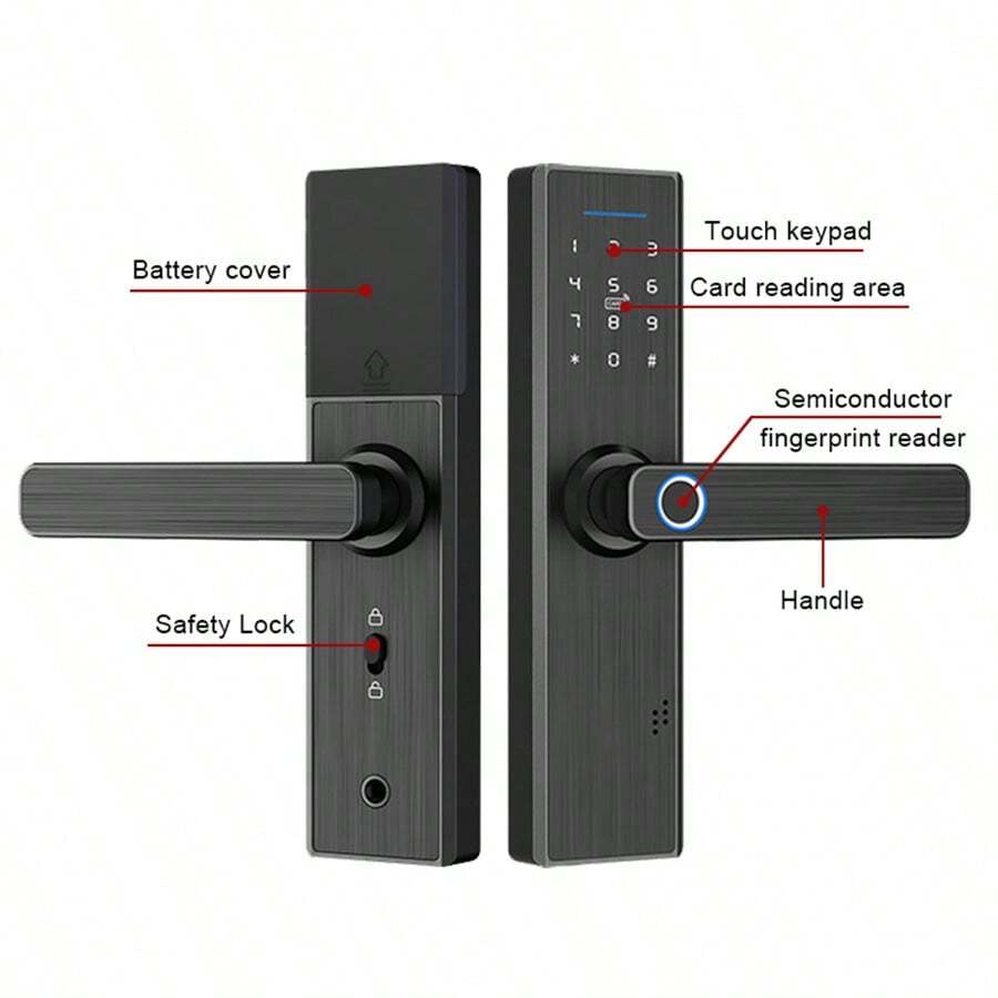 Tuya Wifi Fingerprint Smart Card Door Lock Home Office Intelligent ...
