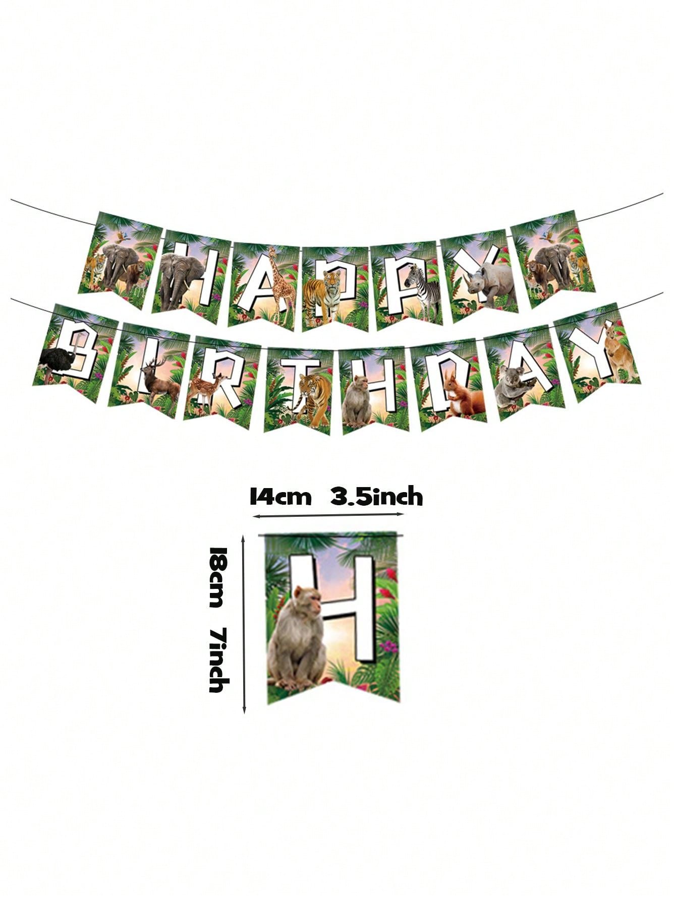 Jungle Safari Animal Birthday Banner Happy Birthday Banner with Tiger ...