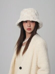 1pc Women's Fashionable Coffee Color Checkboard Bucket Hat For Daily ...