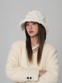 1pc Women's Fashionable Coffee Color Checkboard Bucket Hat For Daily ...