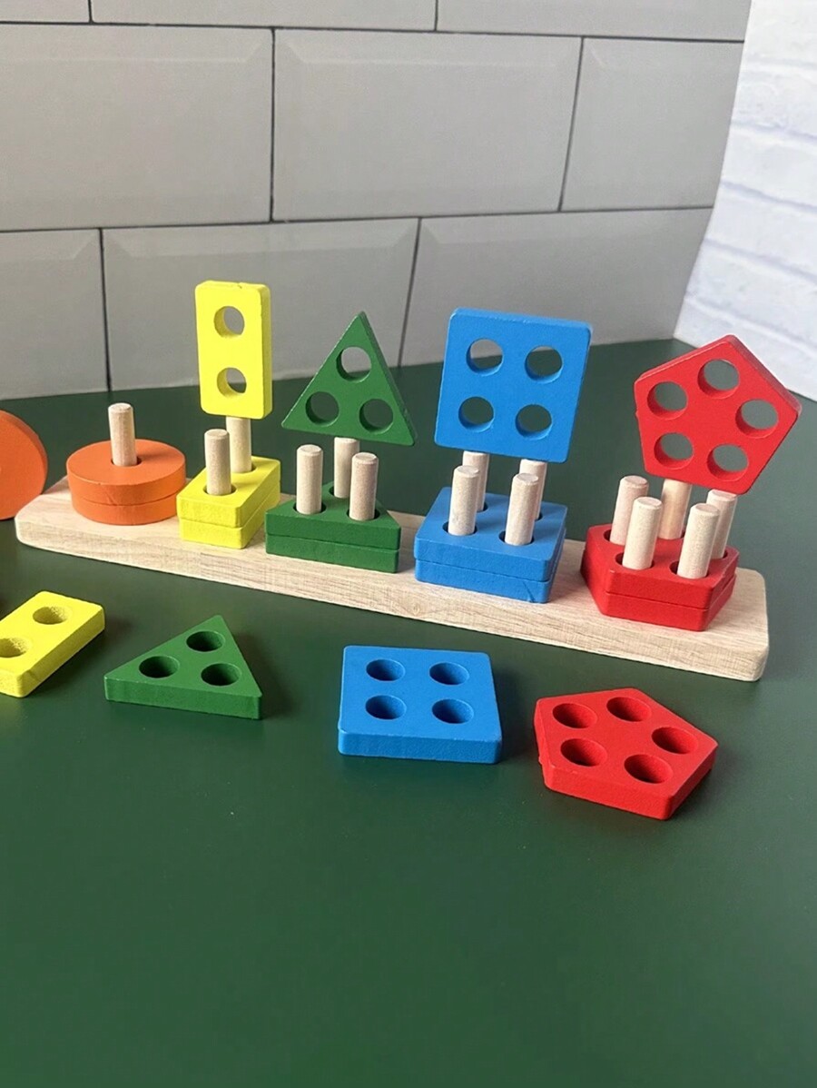 Babies Montessori geometric shape sets column, shape matching blocks ...