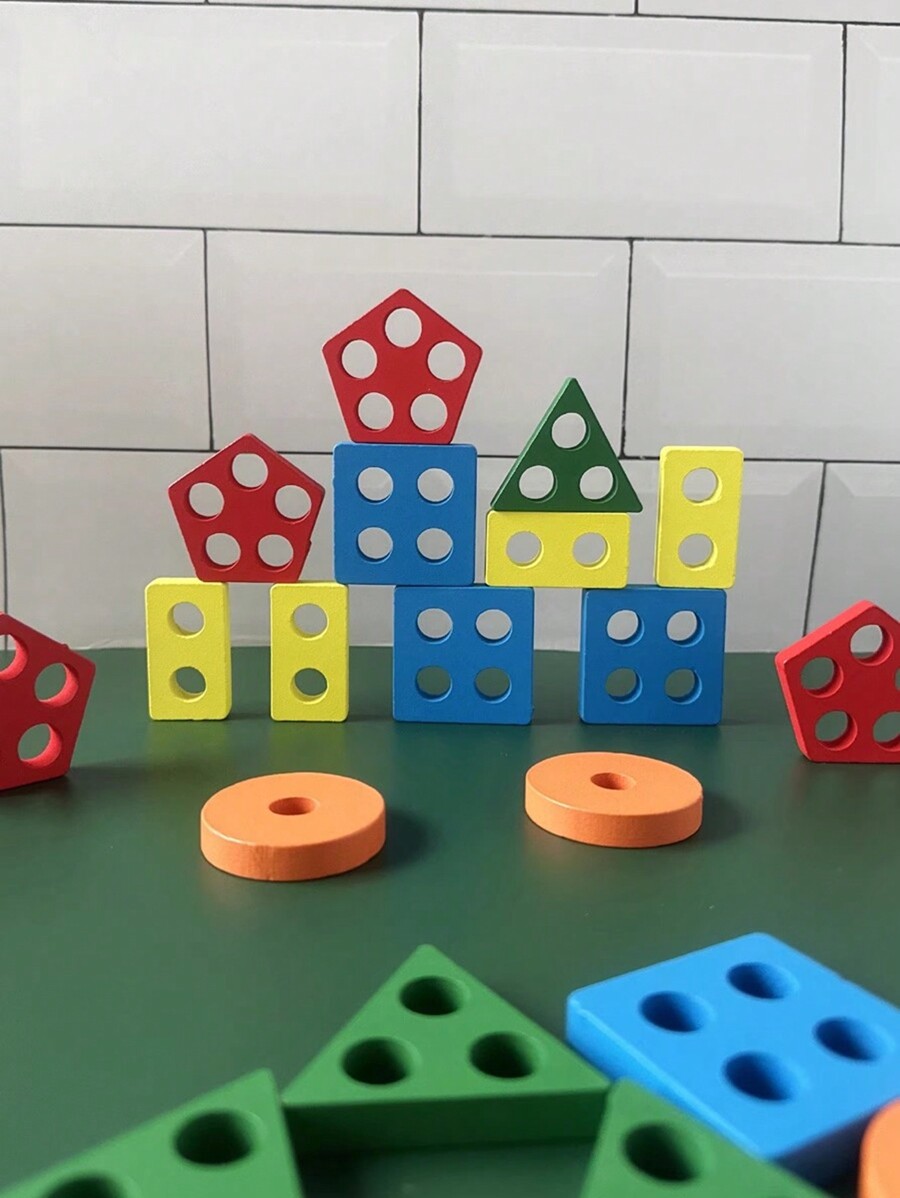 Babies Montessori geometric shape sets column, shape matching blocks ...
