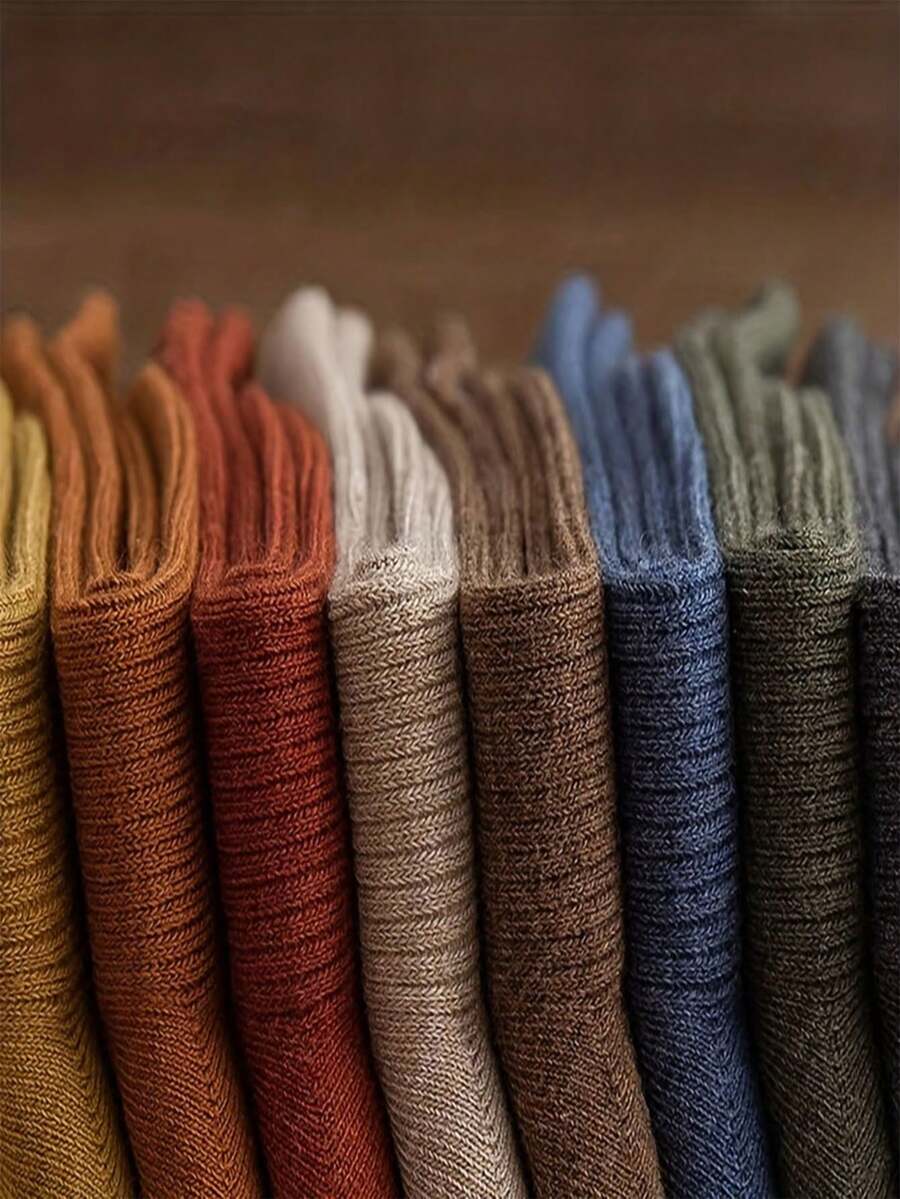 10 Pairs/Set Multi-Colored Women Mid-Calf Socks, Suitable For Spring ...