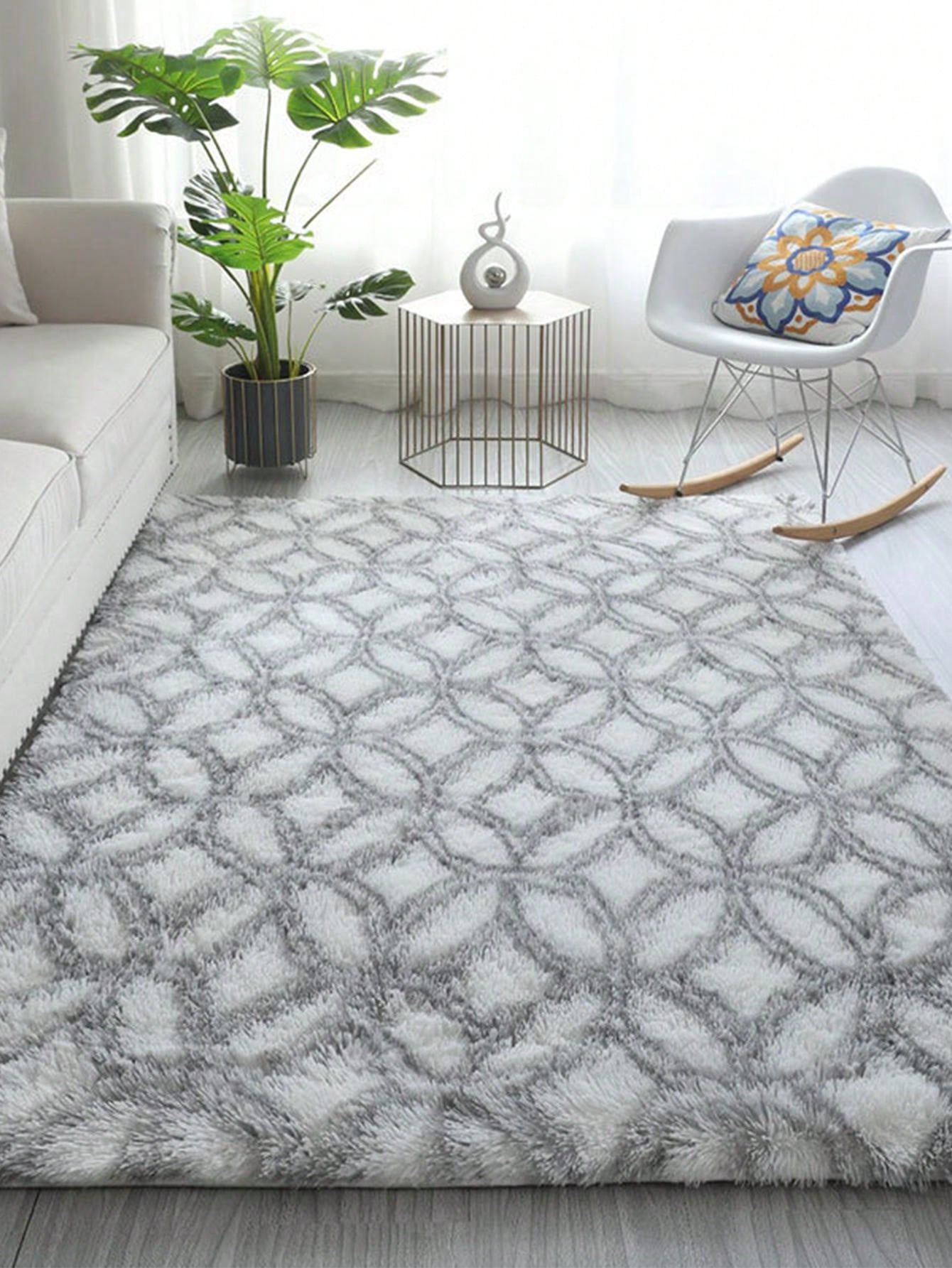 1pc Tie-dye Silk Patterned Carpet With Long Hair Suitable For Living ...