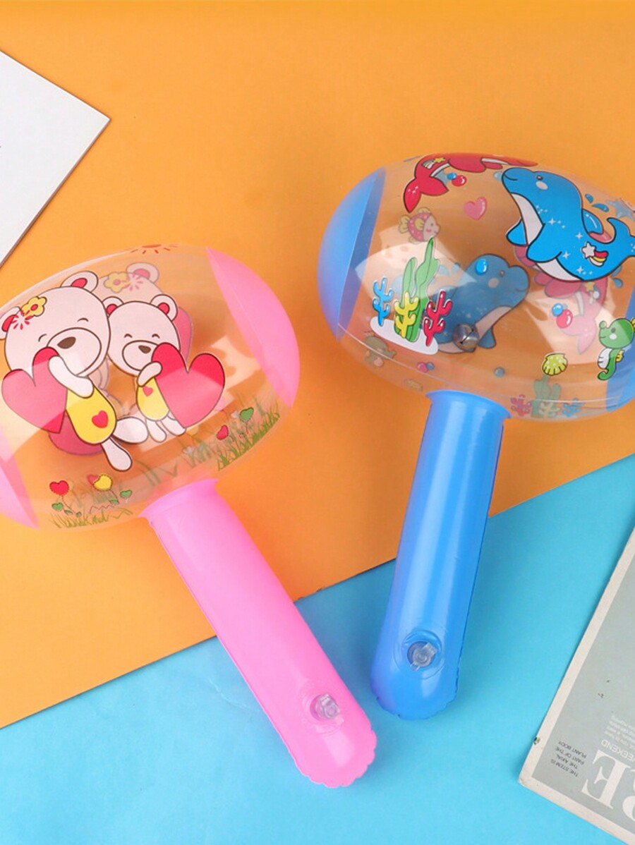1pc/2pcs Random Inflatable Cartoon Hammer Toy With Bell, Small Size For ...