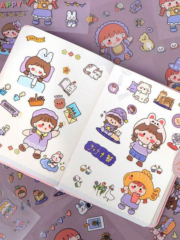 50 Pcs unique sheets Cute Stickers, Waterproof Vinyl Transparent ...