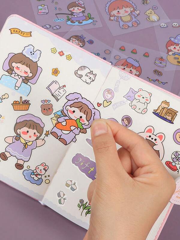 50 Pcs unique sheets Cute Stickers, Waterproof Vinyl Transparent ...