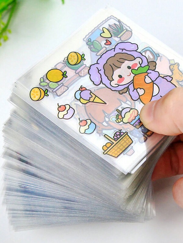 50 Pcs unique sheets Cute Stickers, Waterproof Vinyl Transparent ...