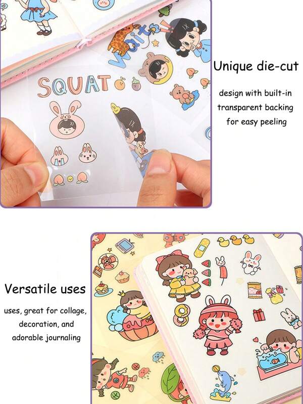 50 Pcs unique sheets Cute Stickers, Waterproof Vinyl Transparent ...