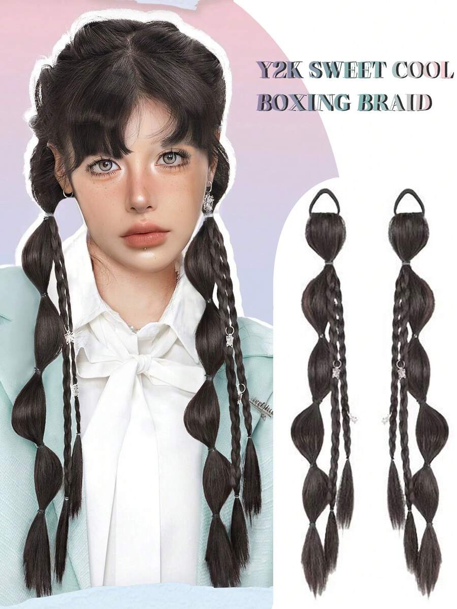 Synthetic Long Ponytail Extended Boxing Braid With Elastic Hair Loop ...