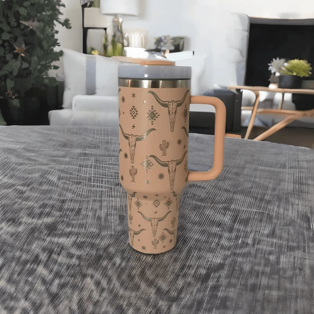 Engraved 40oz Tumbler with Handle and Straw Stainless Steel Mug Cup ...