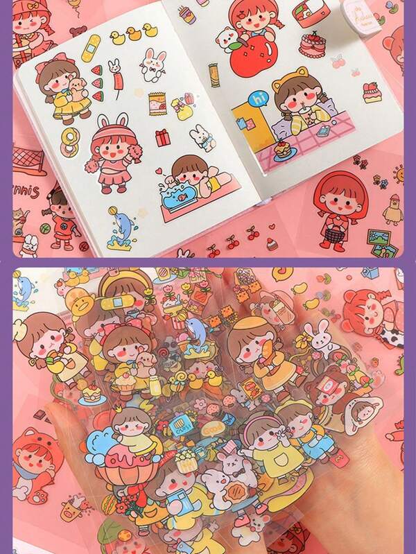 50 Pcs unique sheets Cute Stickers, Waterproof Vinyl Transparent ...
