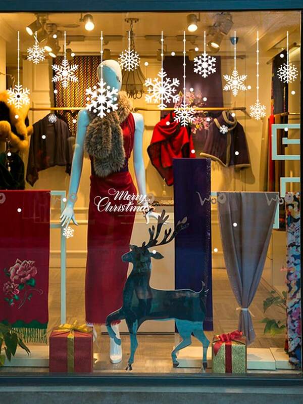 1pc Christmas Decoration Window Sticker, Waterproof, For Shopping Mall ...