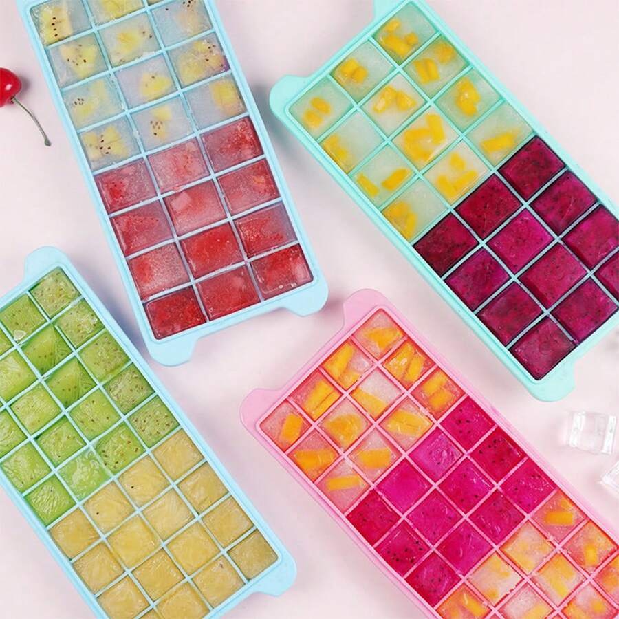 36grid Pink Ice Cube Tray With Lid, Silicone Mold For Diy Ice Cream ...