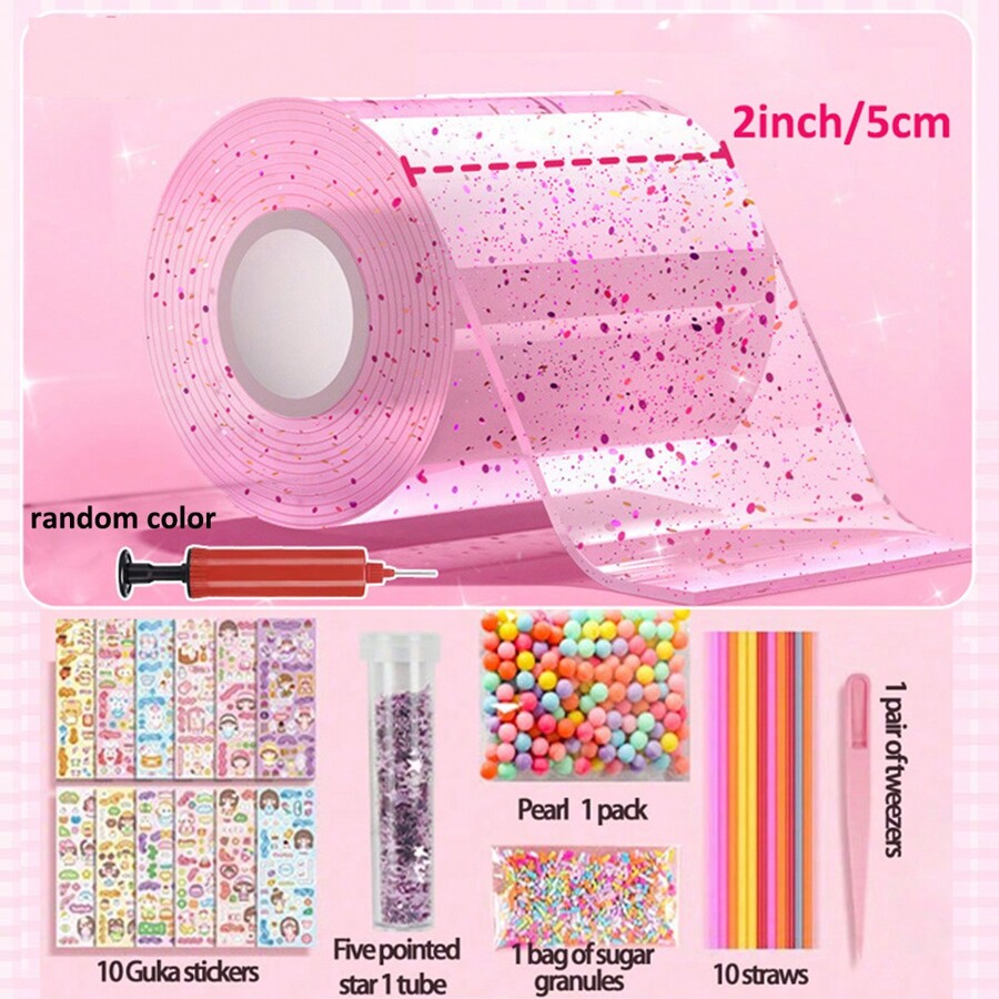 1set Nano Tape Bubbles Kit, Glitter Nano Tape Bubbles Pink and Blue ...