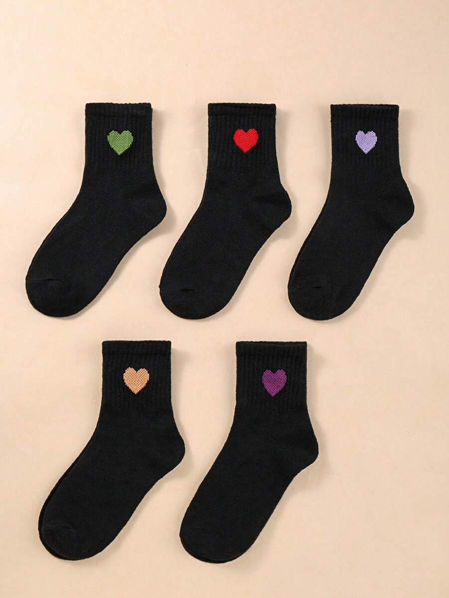 5 Pairs of Soft Ankle Socks, Cute and Fun Heart Shaped Novelty Socks ...