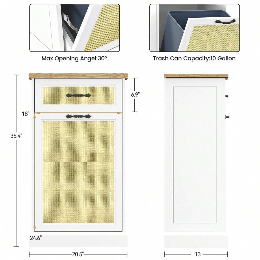 Tilt Out Trash Cabinet With Natural Rattan, Hidden Trash Can Cabinet 10 ...
