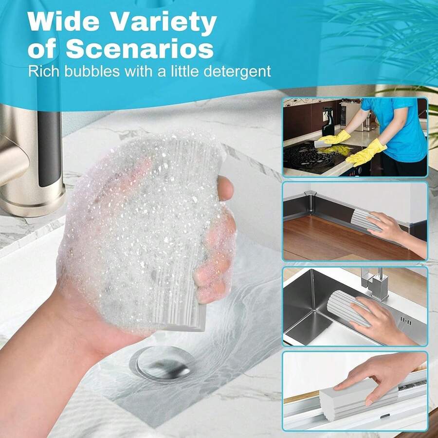 4 Pcs Grey Damp Duster, Magical Dust Cleaning Sponge Baseboard Cleaner ...