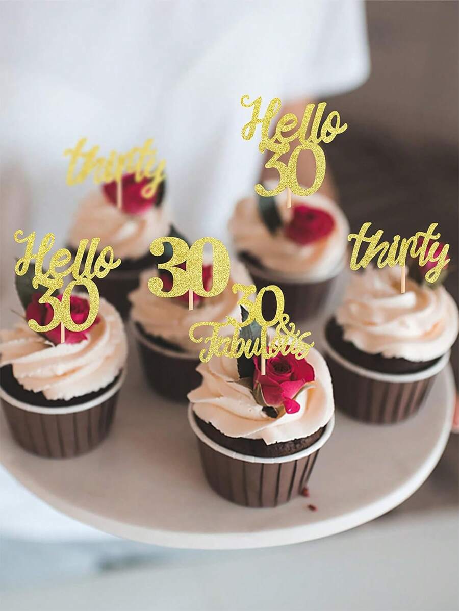12 Pcs 30th Birthday Cupcake Toppers Hello 30 Cake Topper Thirty 30 ...