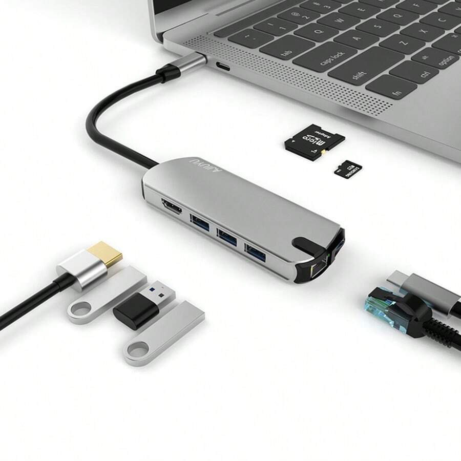 8 in 1 Type C HUB Dock USB 3.0 4K HDMI USB C PD RJ45 Gigabit Ethernet ...