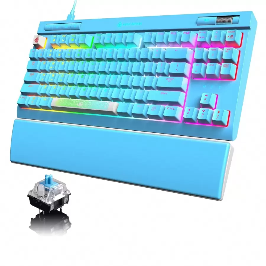 Mechanical Gaming Keyboard,Chroma RGB 18 Kinds LED Backlit Blue Switch ...