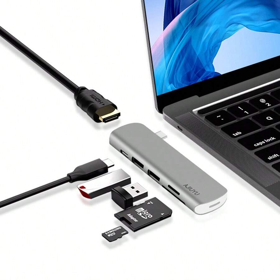 6 in 1 Typ C Hub Dock USB 3.0 HDMI-kompatibler Dock USB-C auf USB3.0 ...