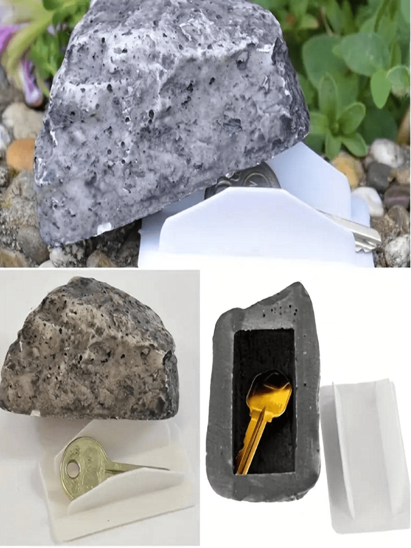 1pc Outdoor Spare Garden Key Box Rock Hidden Hide In Stone Security ...