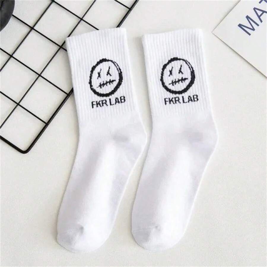 4pairs Men's Expression Printed Cartoon Funny Knee-high Couple Socks ...