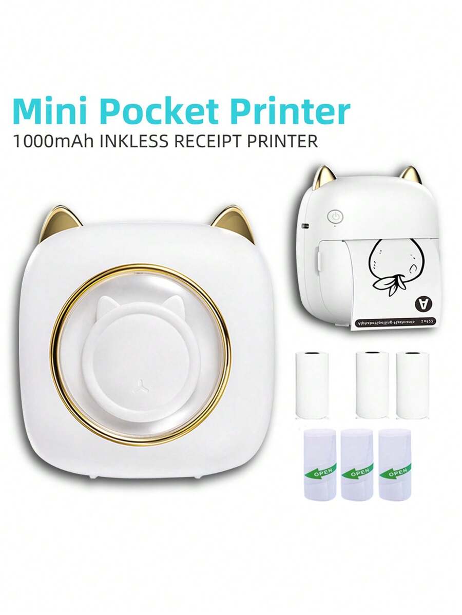 Mini Thermal Printer With 1 Roll Of Paper, Portable Photo Printer ...