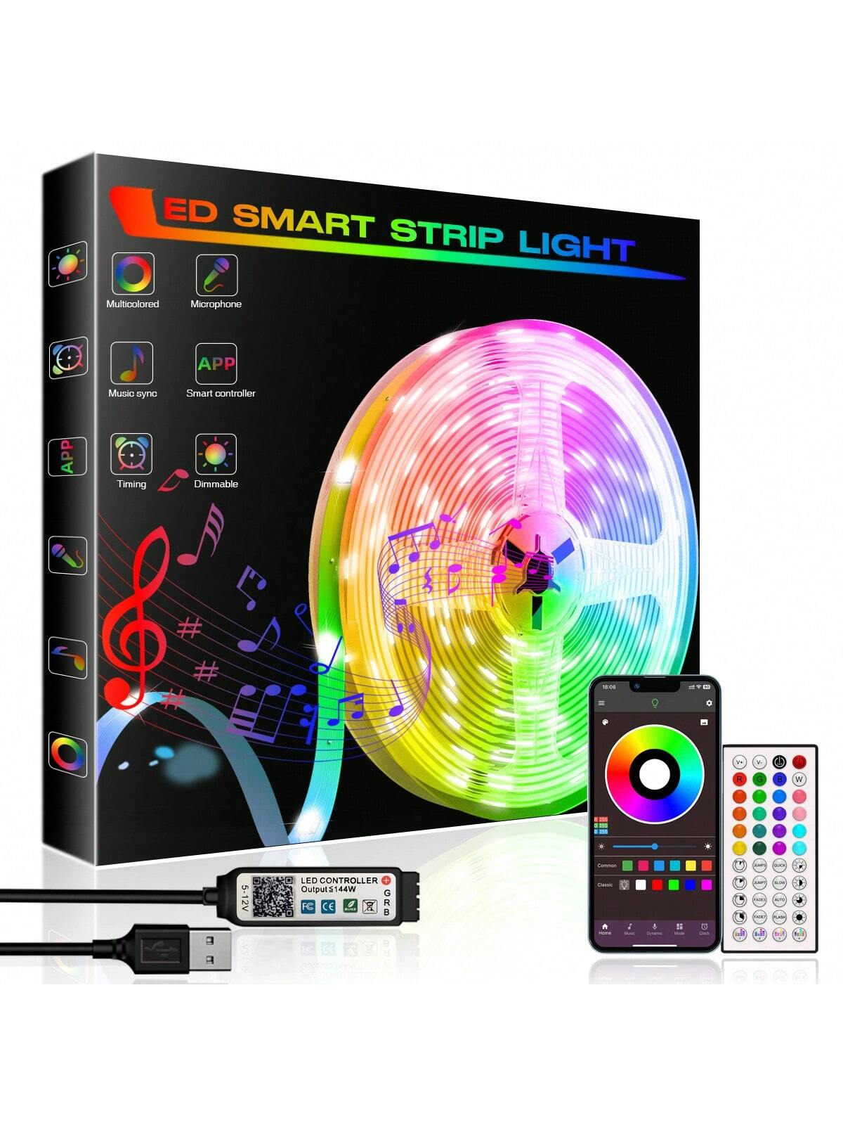 Tiras De Luces Led Rgb De 3 A 65 Pies, Se Pueden Controlar Mediante La ...
