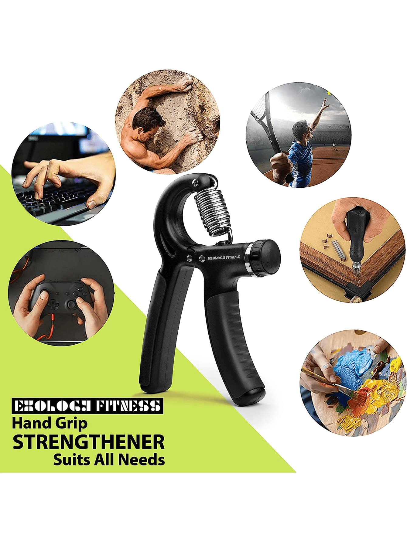1pc 5-60kg Hand Grip Strengthener - Adjustable Gripper With Stainless ...