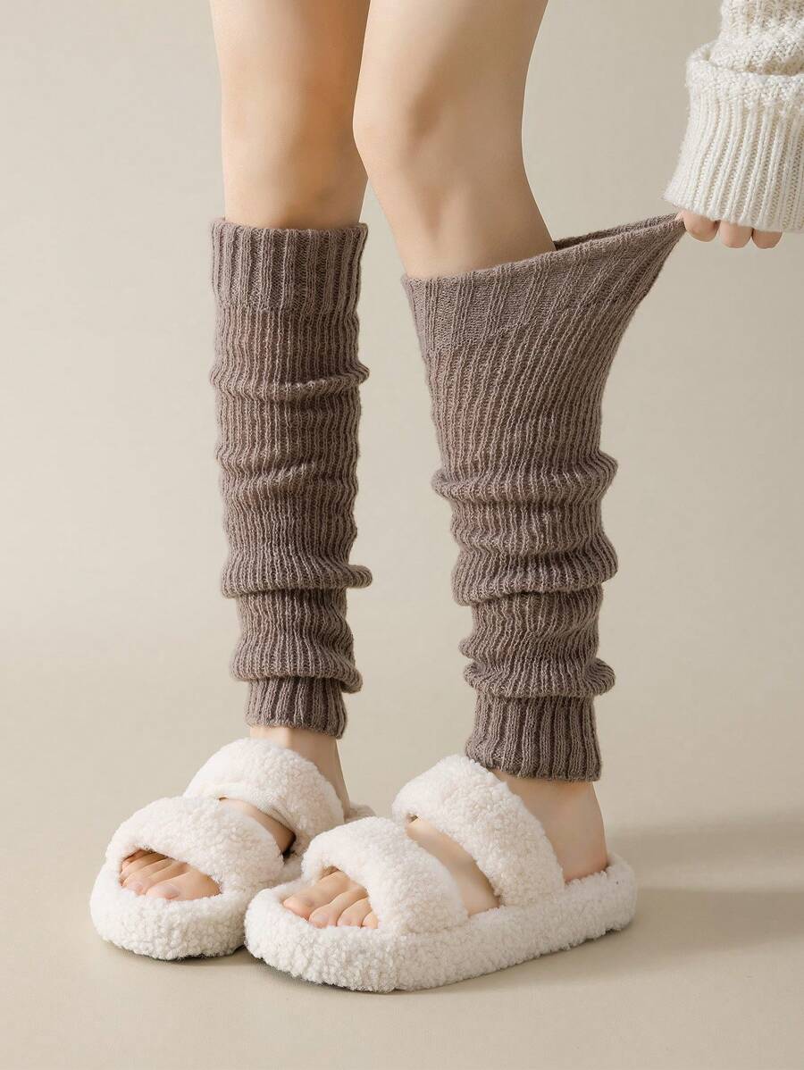 1pair Women's Soft Solid Color Over Knee Leg Warmers For Daily Wear ...