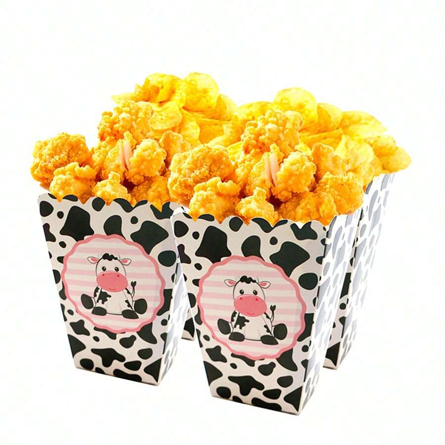 12pcs/Pack, Farm Animal Cow Theme Birthday Party, Movie Theater Popcorn ...