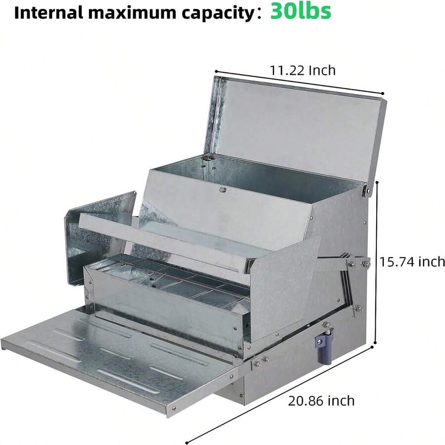 Chicken Treadle Feeder, Poultry Feeder, 30lbs Automatic Chicken Feeder ...