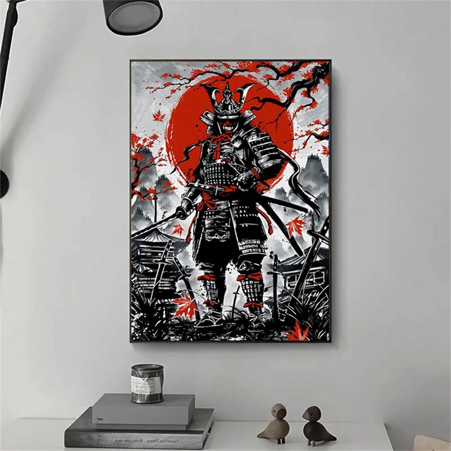 1Pc Frameless Japanese Samurai Ink Canvas Painting Warrior Poster Japan ...