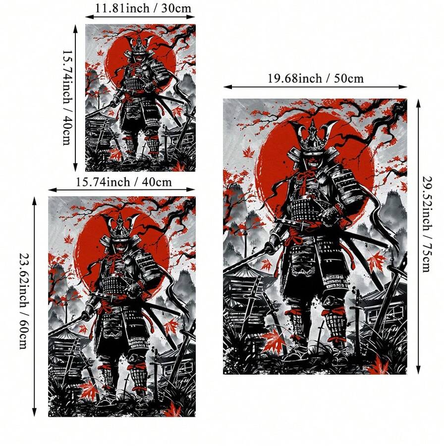 1Pc Frameless Japanese Samurai Ink Canvas Painting Warrior Poster Japan ...