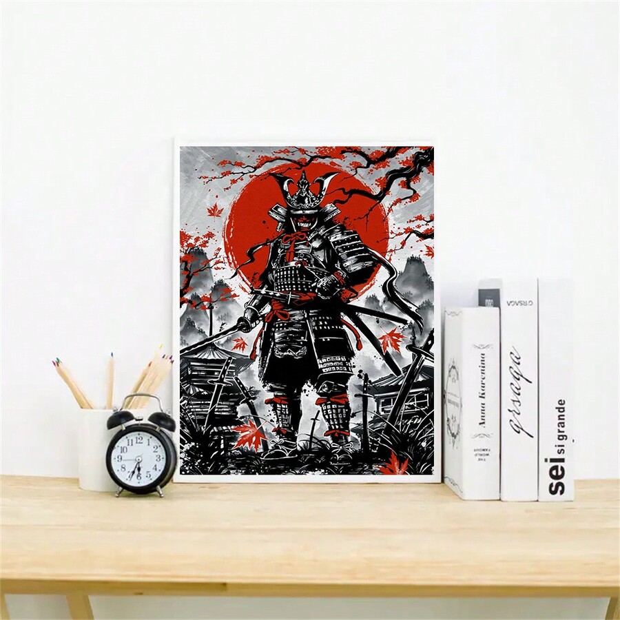1Pc Frameless Japanese Samurai Ink Canvas Painting Warrior Poster Japan ...