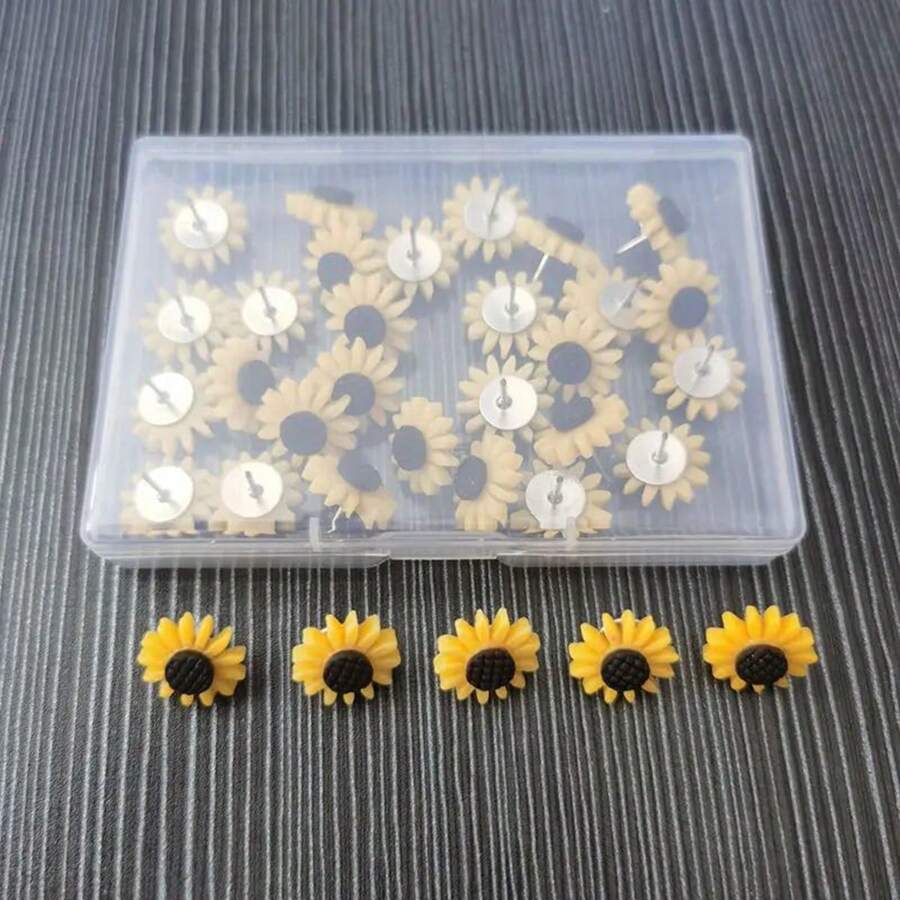 Colorful Push Pins 20Pcs Sunny Sunflower Push Pins - Resin Decorative ...