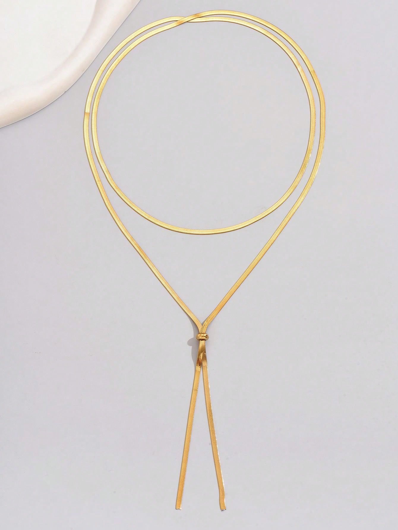 1 pièce Collier Simple Design Y À Cordon Réglable En Acier Inoxydable ...