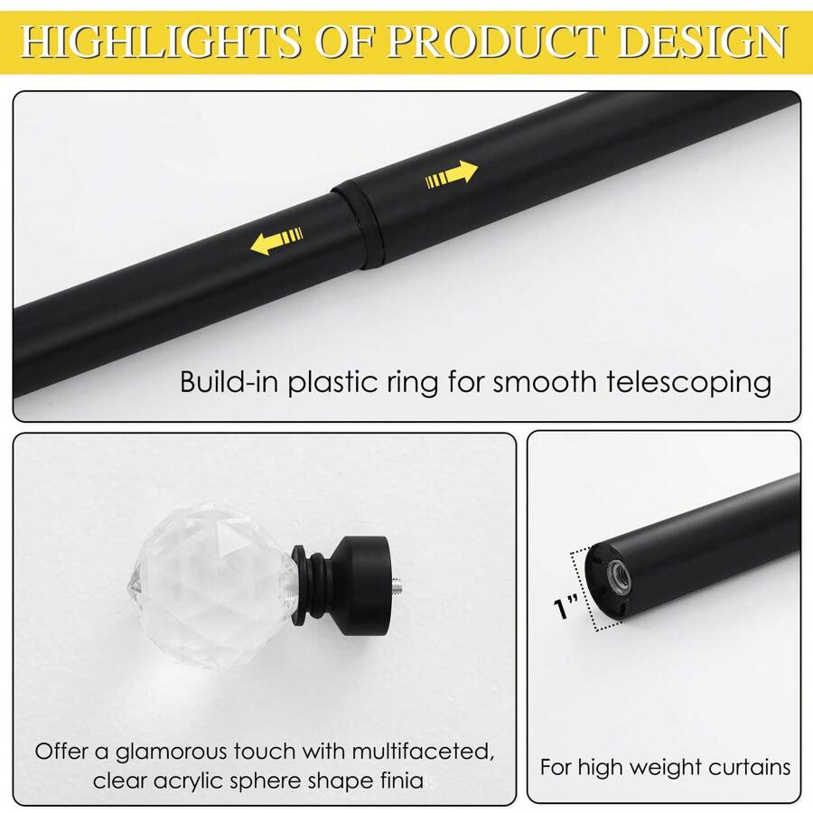 NICETOWN Drape Rods for Sliding Glass Door with Classic Faceted Ball ...