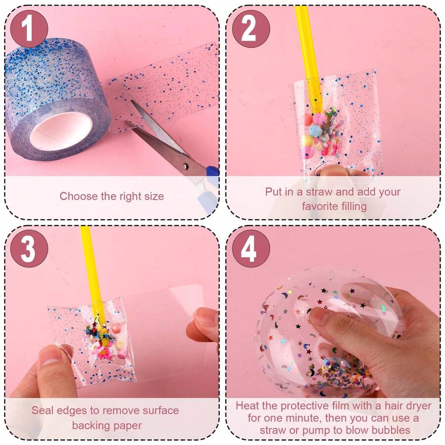 1set Nano Tape Bubbles Kit, Glitter Nano Tape Bubbles Pink and Blue ...