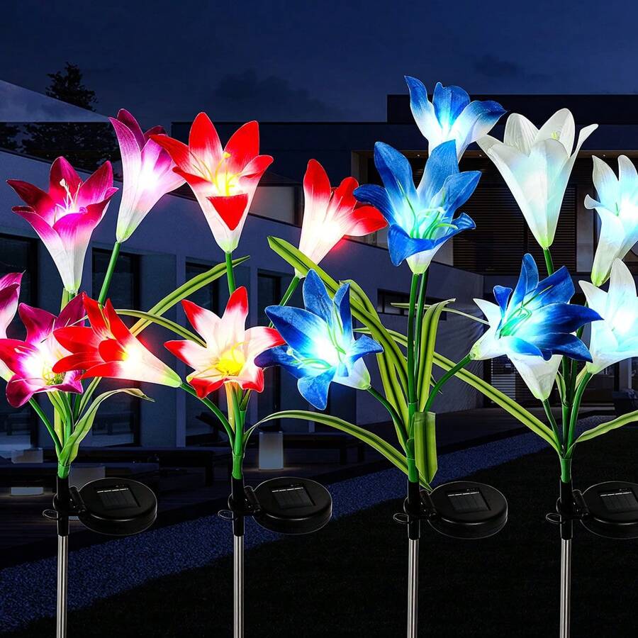 4pcs Solar Powered Flower Shaped Lights | SHEIN USA