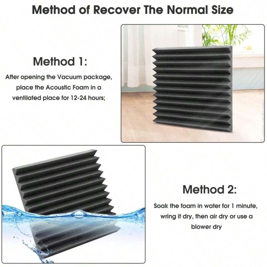 12Pack 12x12x1 Inch Studio Acoustic Foam High-Density Flame Retardant ...