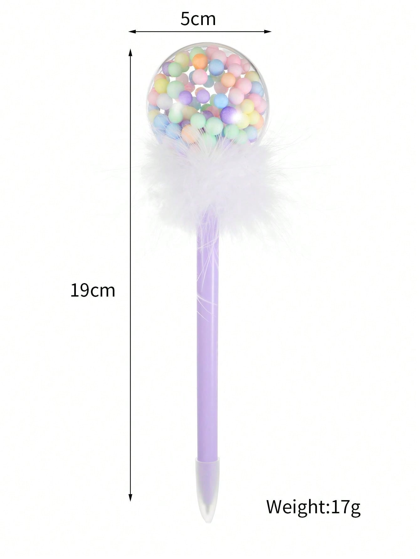 1pc Cute Fairy Design Transparent Ball Pom Pom Ballpoint Pen / Plush ...